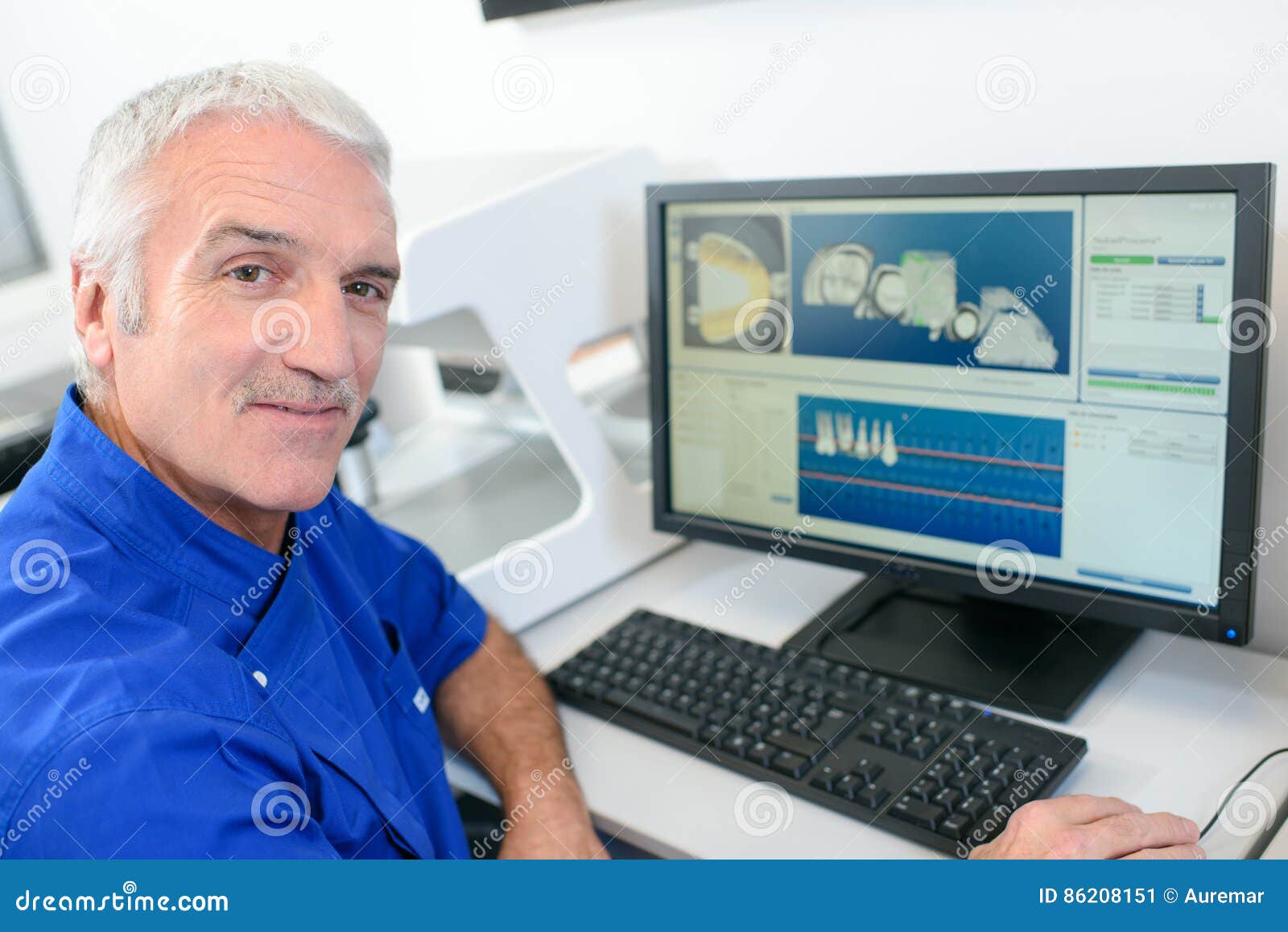 Senior Dentist Using Computer Stock Image - Image of orthodontist ...