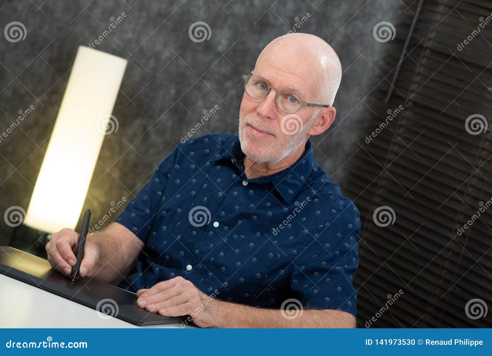 Senior Designer Using Graphic Tablet at Office Stock Photo - Image of ...