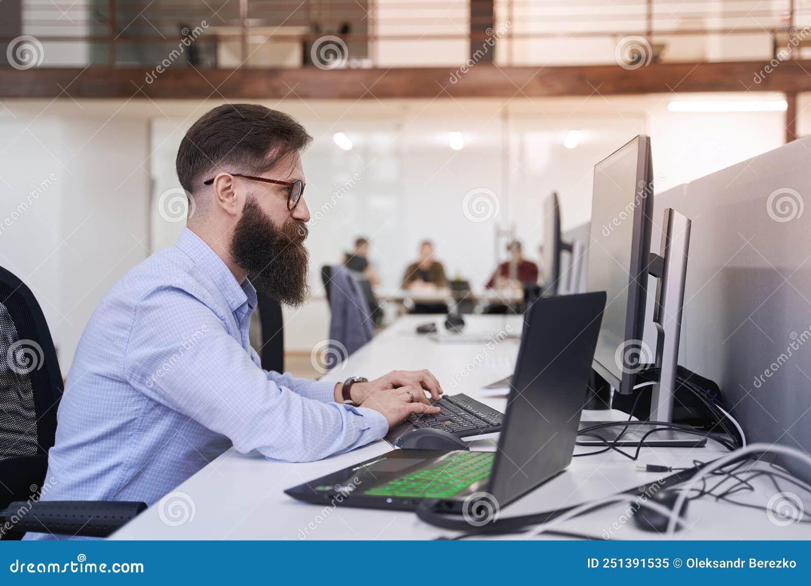 Senior Computer Programmer Developer Working in it Office, Sitting at ...