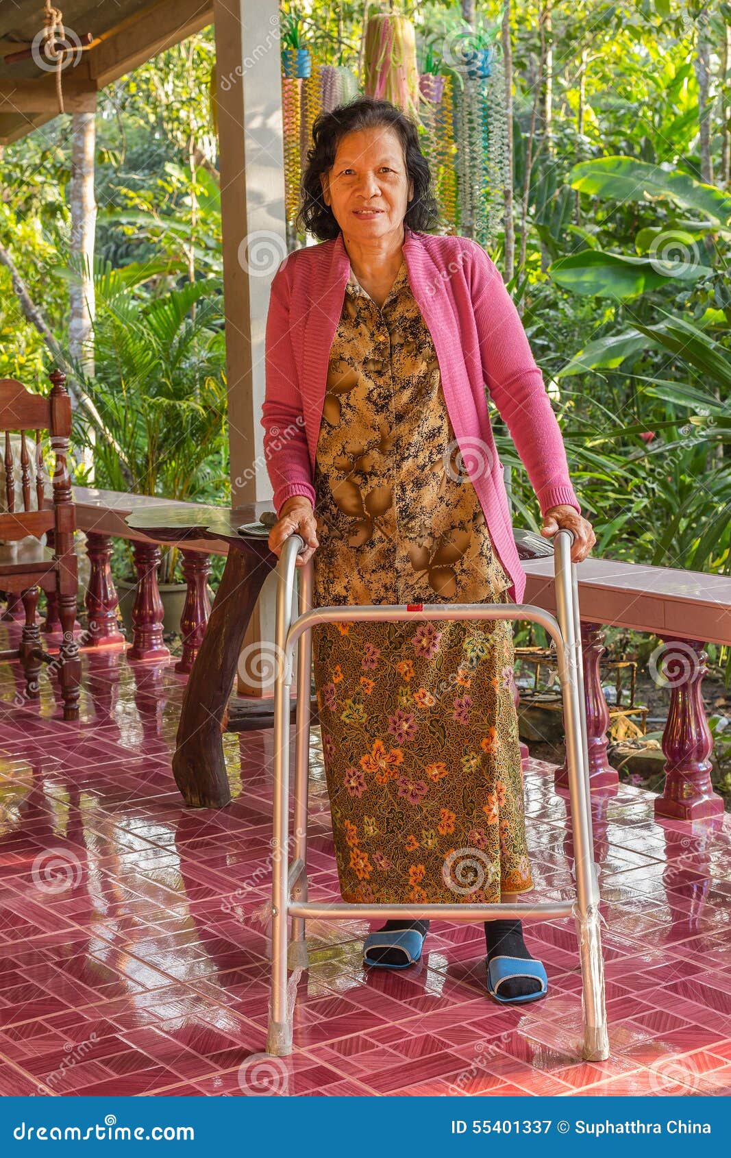 Senior Disabled Woman with Walker Stock Image - Image of woman, walking ...