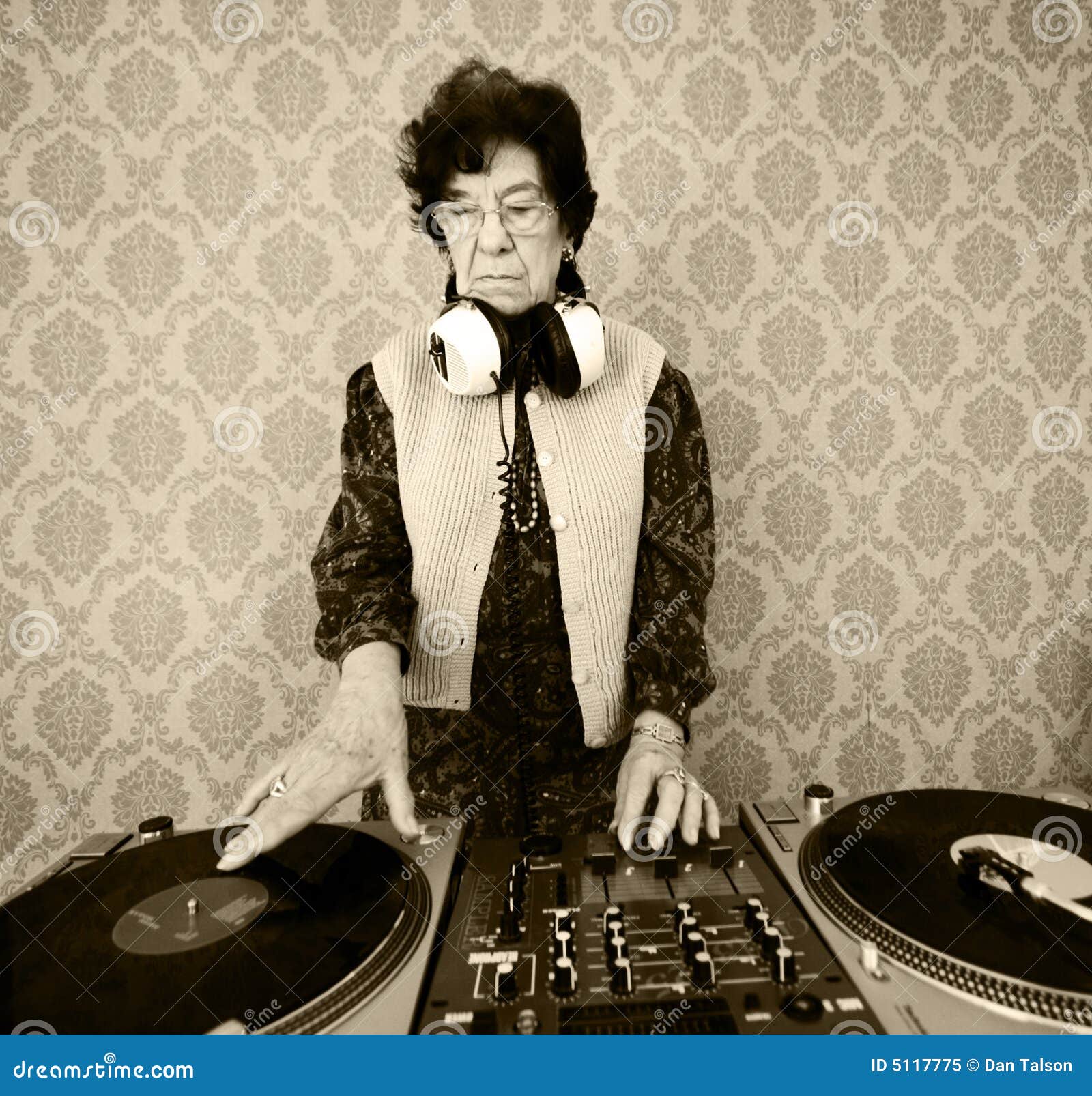 Senior dj stock image. Image of jockey, grandparent, lady - 5117775