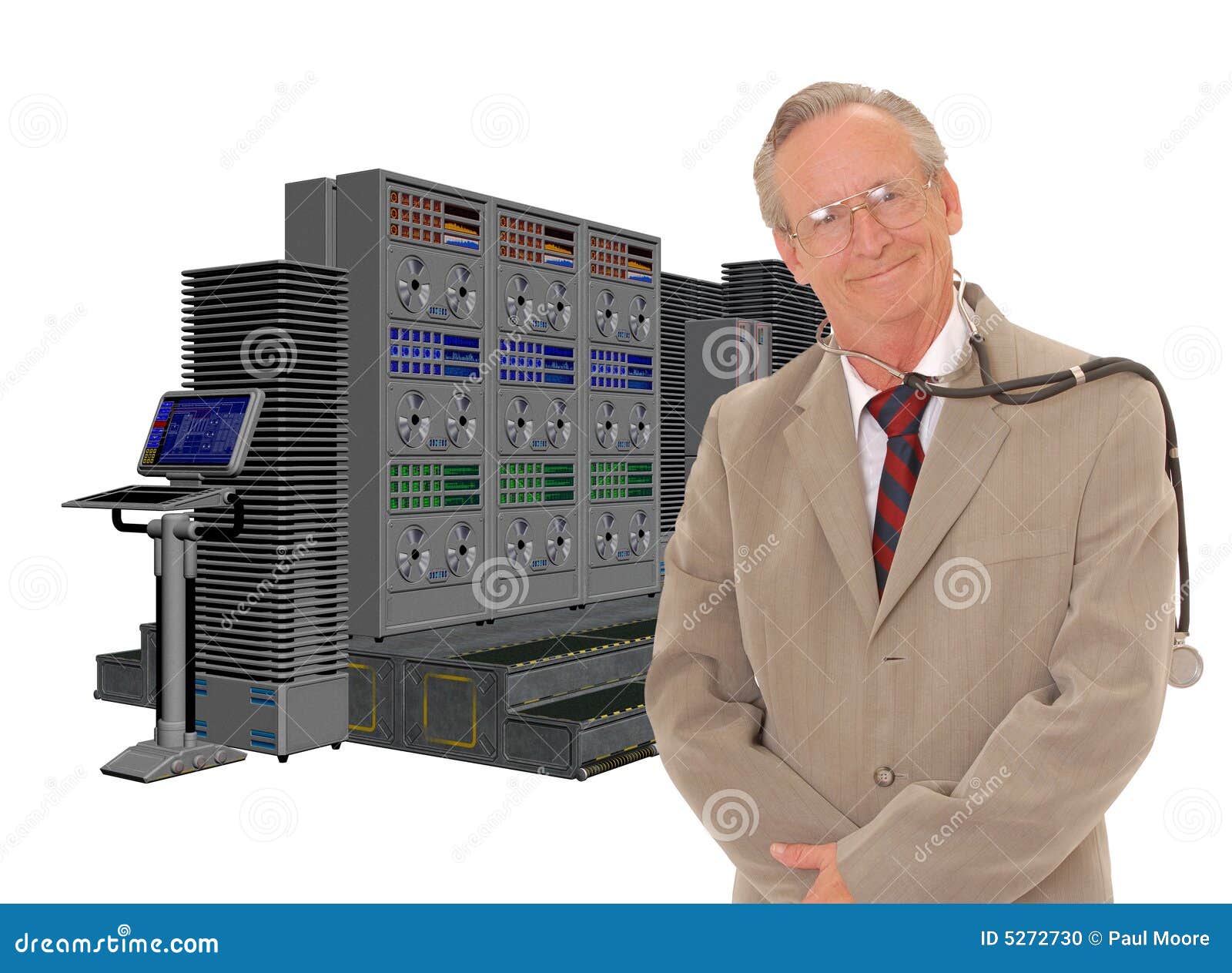 Senior Doctor and Large Computer Stock Photo - Image of technology ...