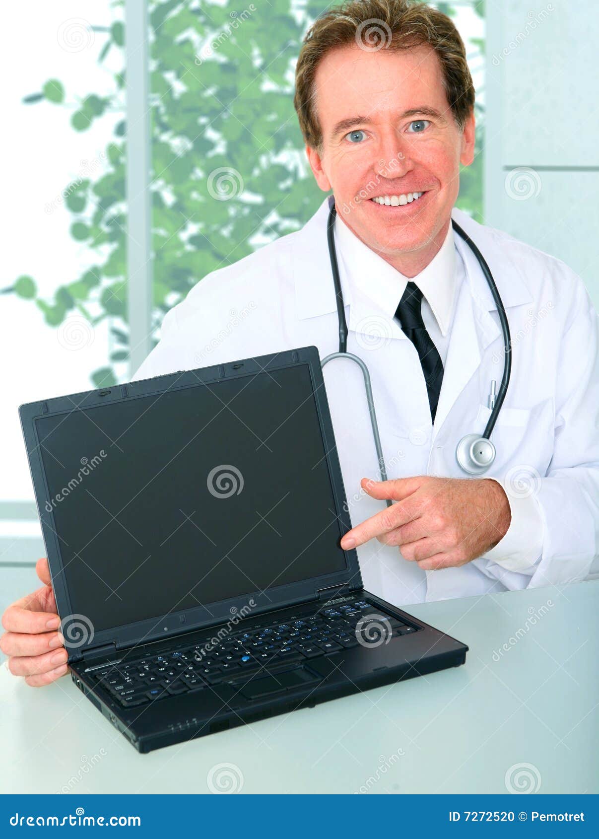Senior Doctor Presenting Laptop in His Office Stock Photo - Image of ...