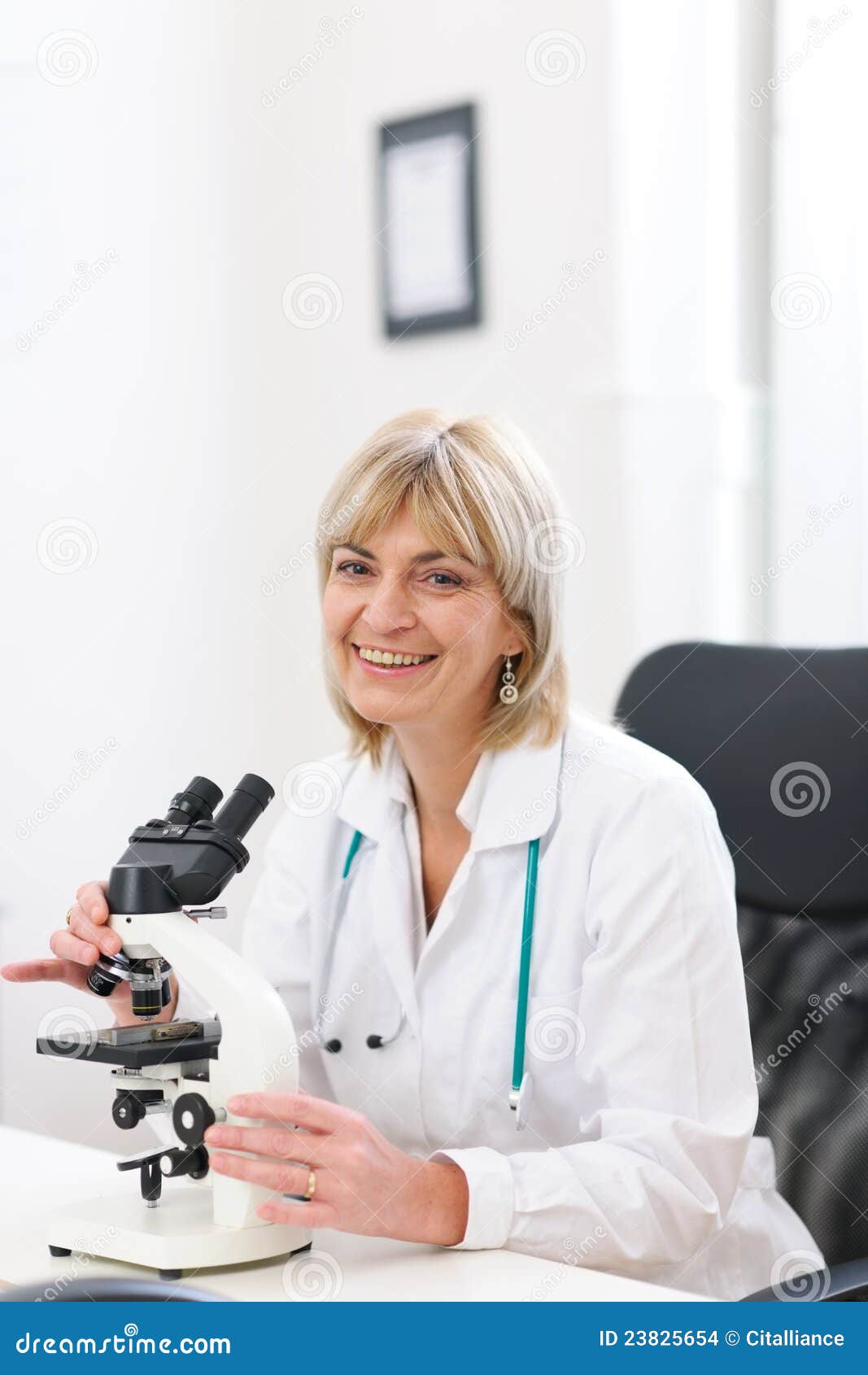 Senior Doctor Woman Working with Microscope at Lab Stock Photo - Image ...