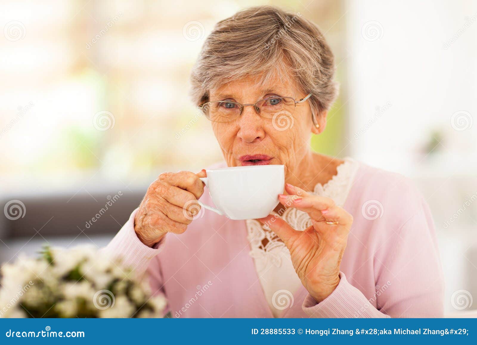 Senior drinking tea stock image. Image of hair, older - 28885533