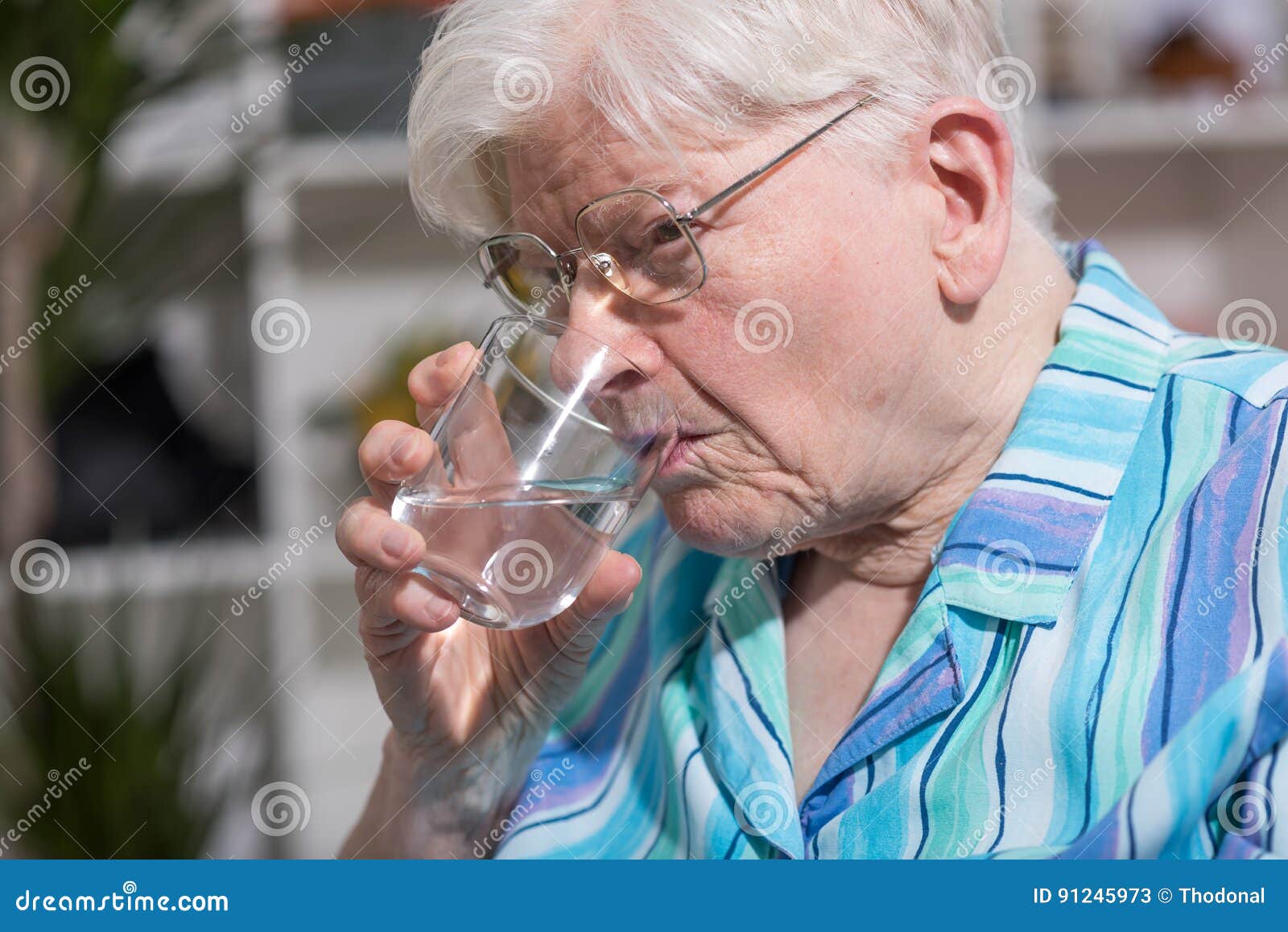Senior drinking water stock image. Image of portrait - 91245973