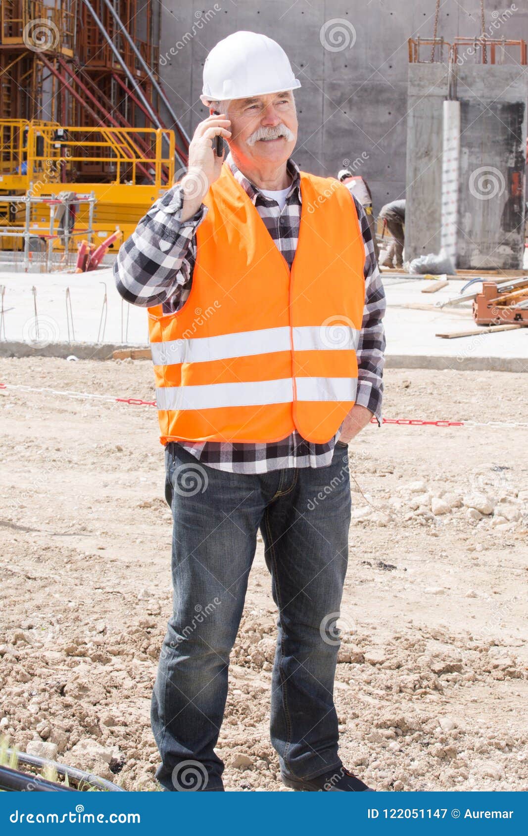 Senior Engineer Builder at Construction Site Stock Image - Image of ...