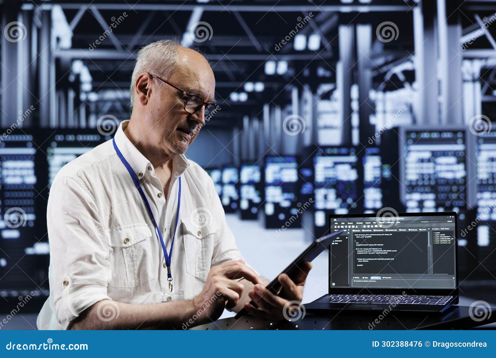 Senior Engineer Coding in Data Center Stock Photo - Image of rigs ...