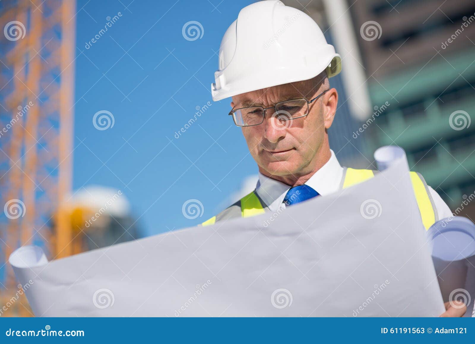 Senior engineer stock image. Image of foreman, plan, improvement - 61191563