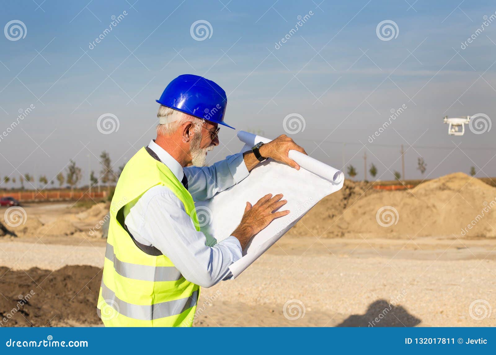 Engineer Working at Building Site Stock Image - Image of manager ...