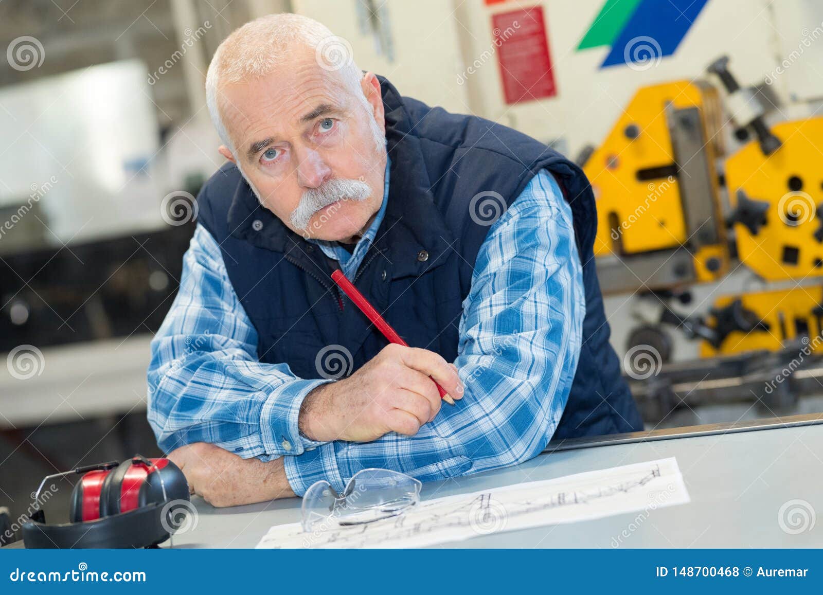 Senior Engineer with Tablet Computer Inside New Building Stock Photo ...