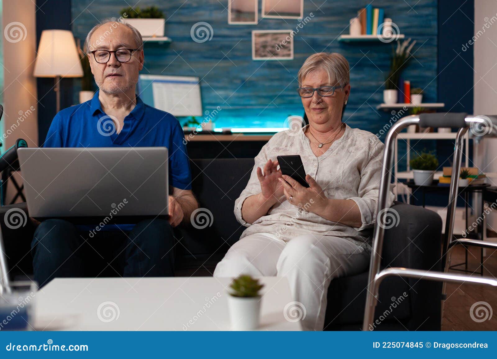 Senior Family Using Modern Technology Devices Stock Image - Image of ...