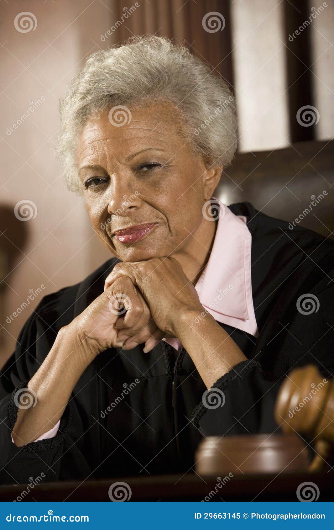 Senior Female Judge Contemplating Stock Image - Image of authority ...