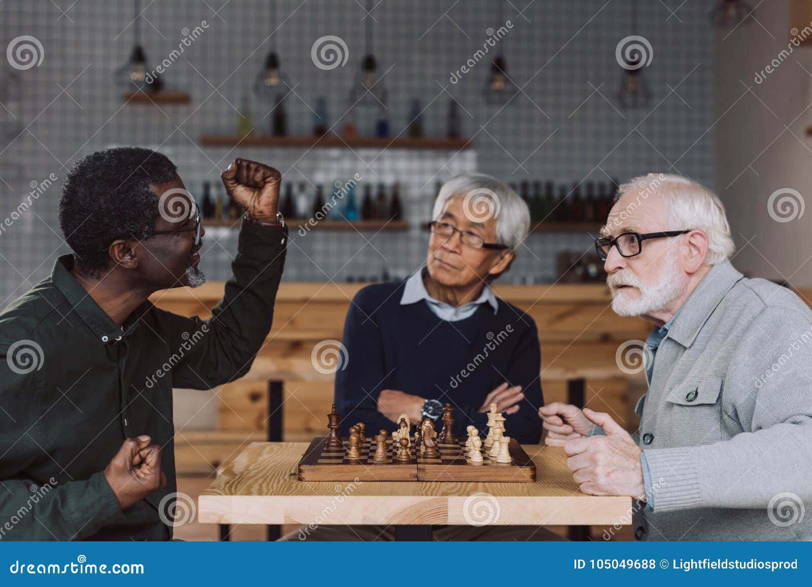 Senior Friends Playing Chess Stock Photo - Image of strategy, place ...