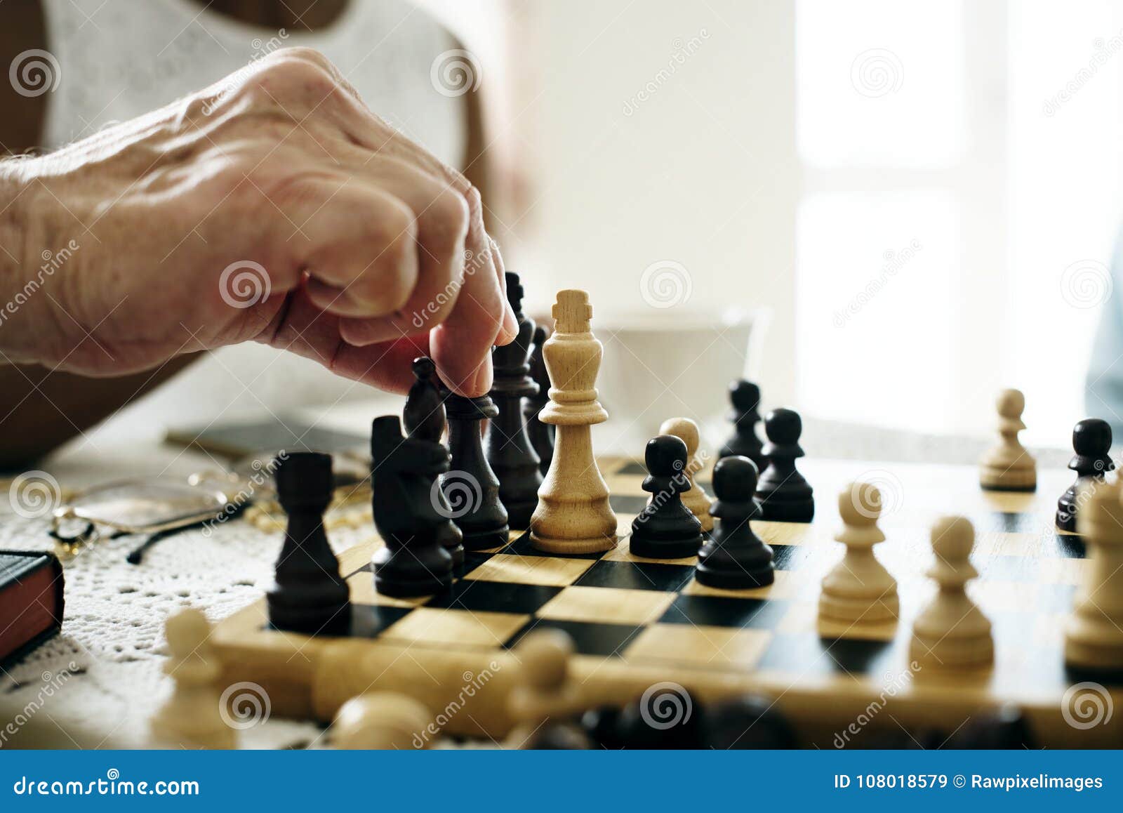 Senior Friends Playing Chess Together Stock Image - Image of enjoyment ...