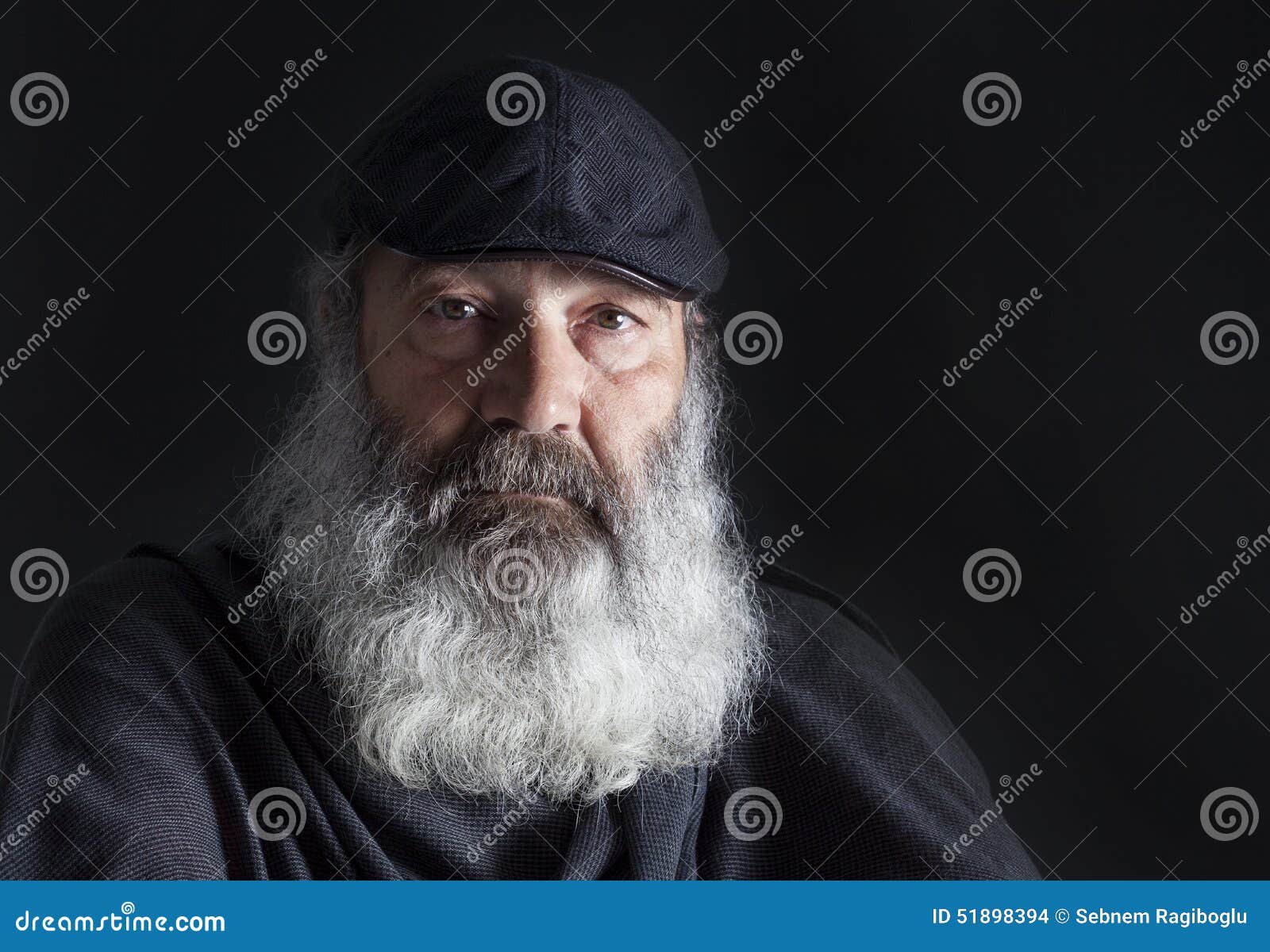 Old White Beard Pilgrim In Dark Forest With Snow Stock Photography ...