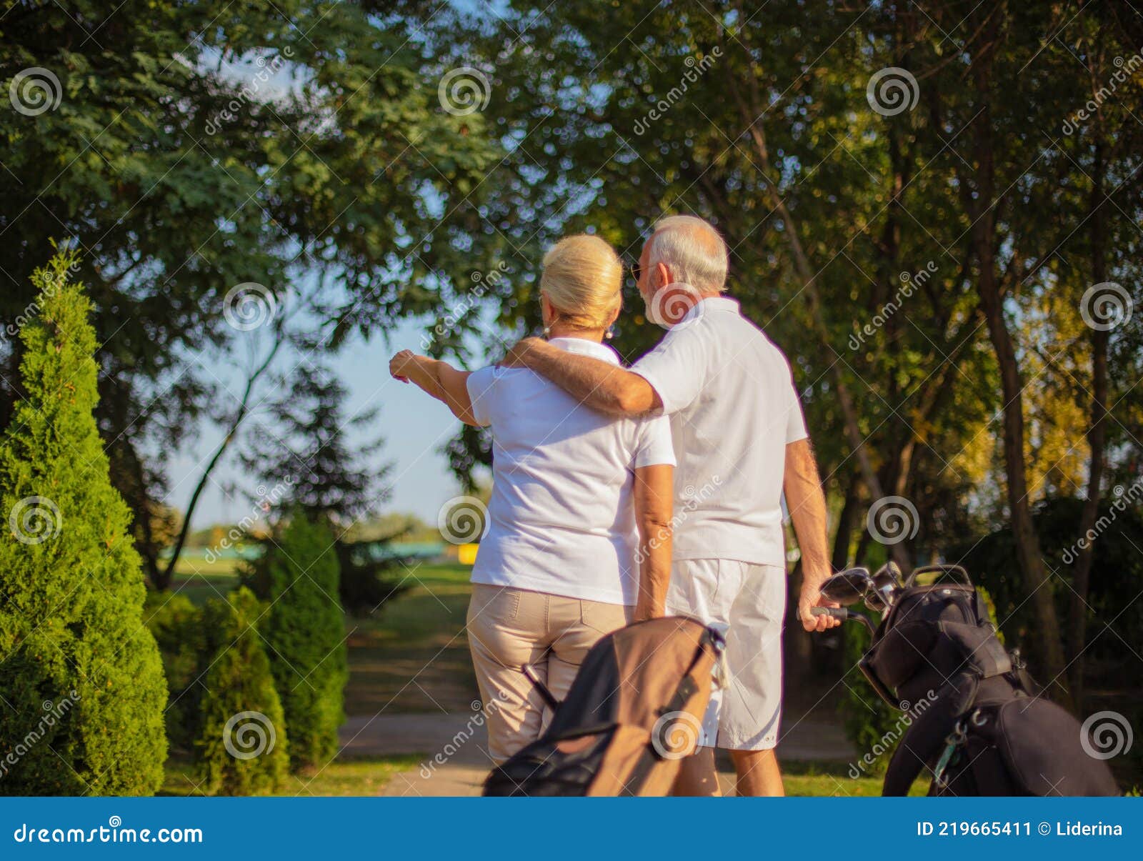 Golfers on Golf Course in Hug Stock Image - Image of golf, couple ...