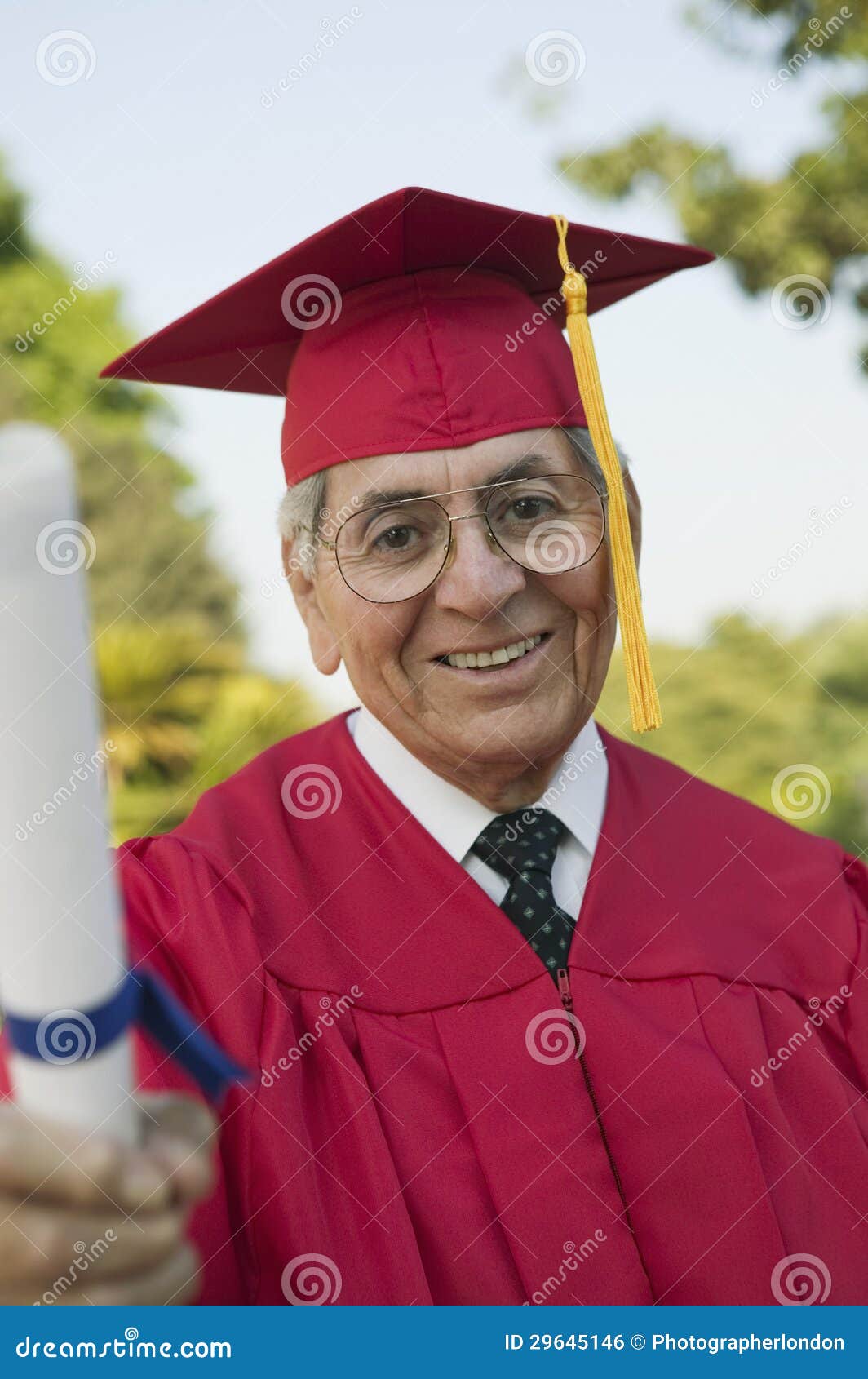 Senior Graduate Holding Degree Stock Photo - Image of elderly, adult ...
