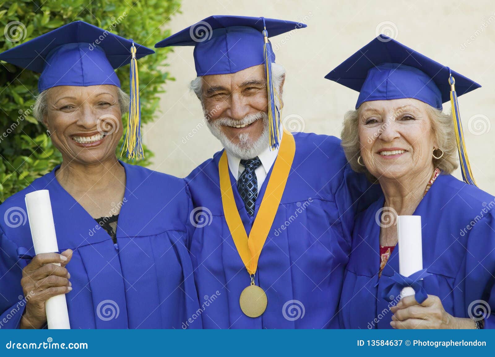 Senior Graduates Smiling Outside Stock Image - Image of aspirations ...