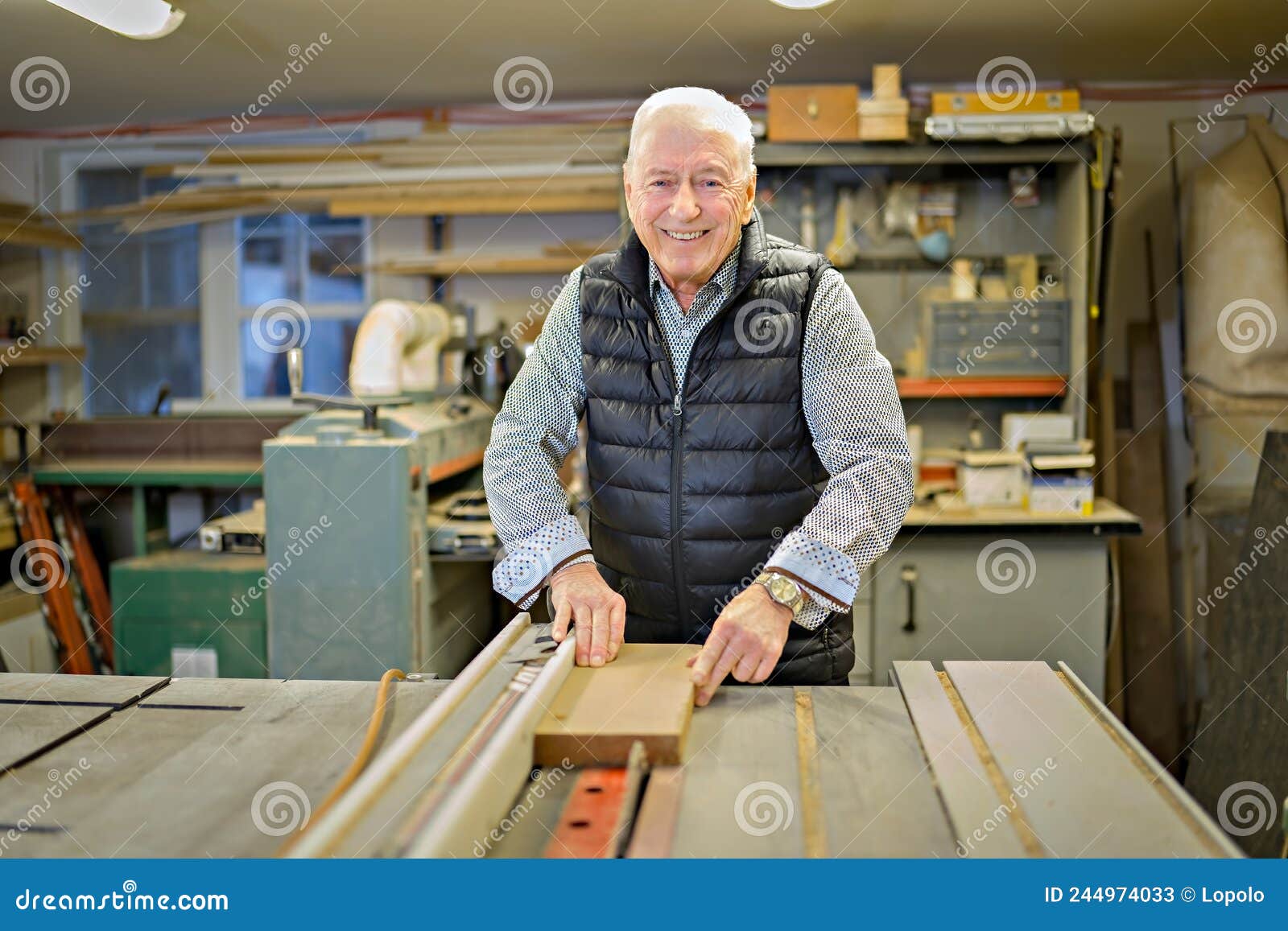Senior Grandpa in the Home Workshop Working Stock Image - Image of face ...
