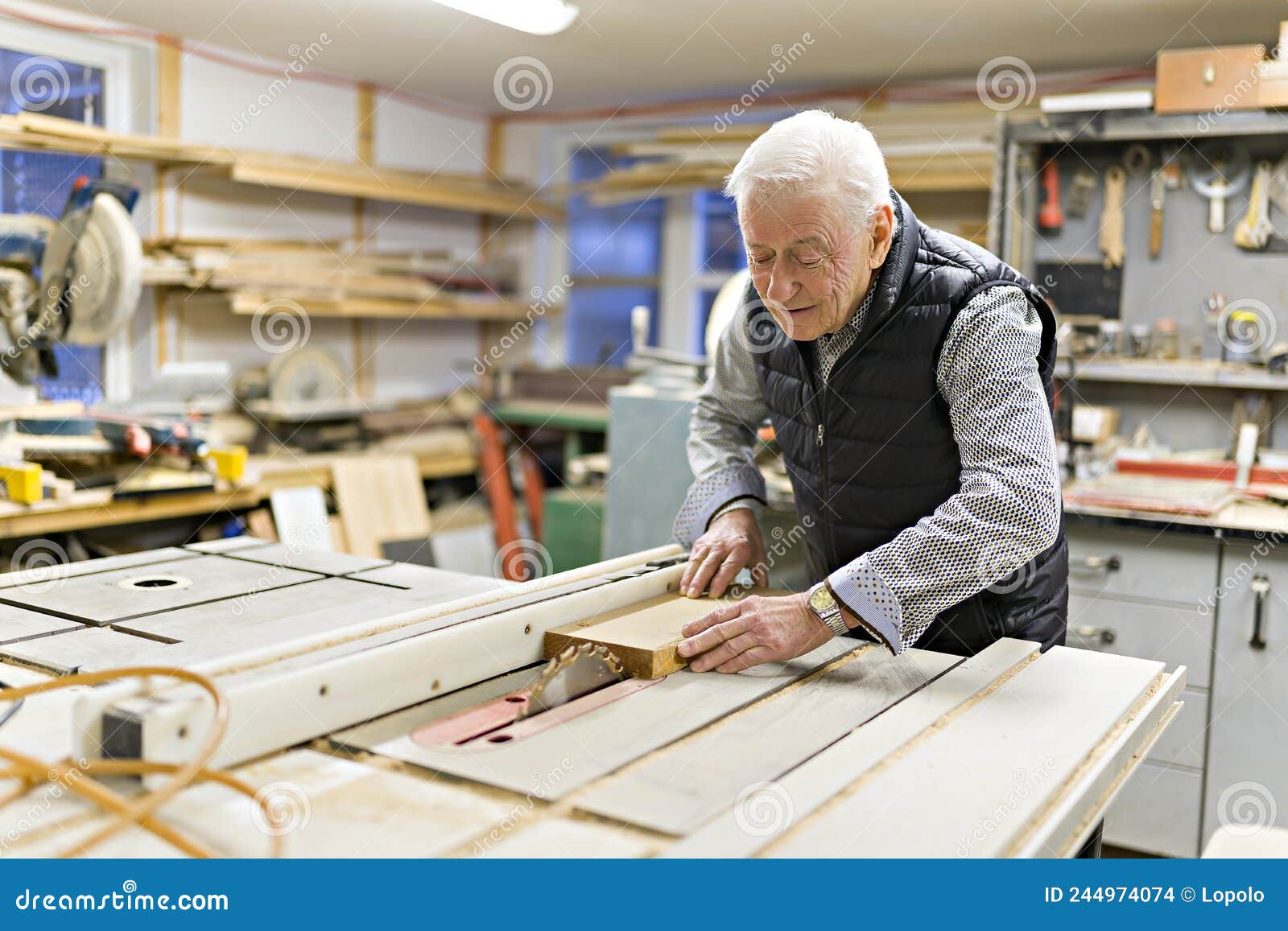 Senior Grandpa in the Home Workshop Working Stock Photo - Image of ...