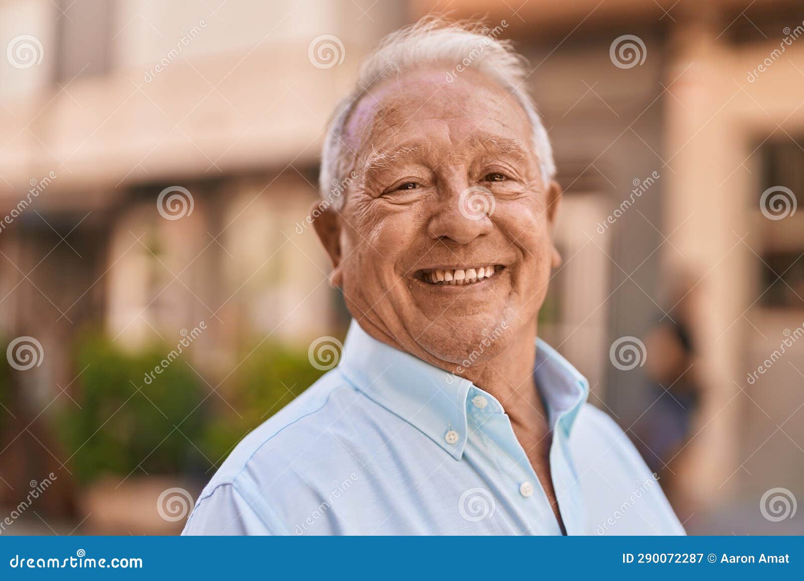 Senior Grey-haired Man Smiling Confident Standing at Street Stock Image ...