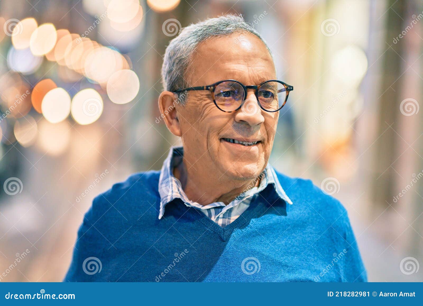 Senior Grey-haired Man Smiling Happy Standing at the City Stock Image ...
