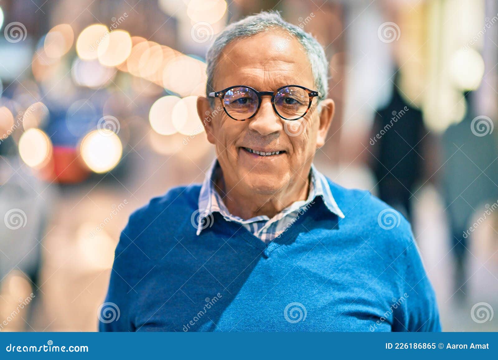 Senior Grey-haired Man Smiling Happy Standing at the City Stock Image ...