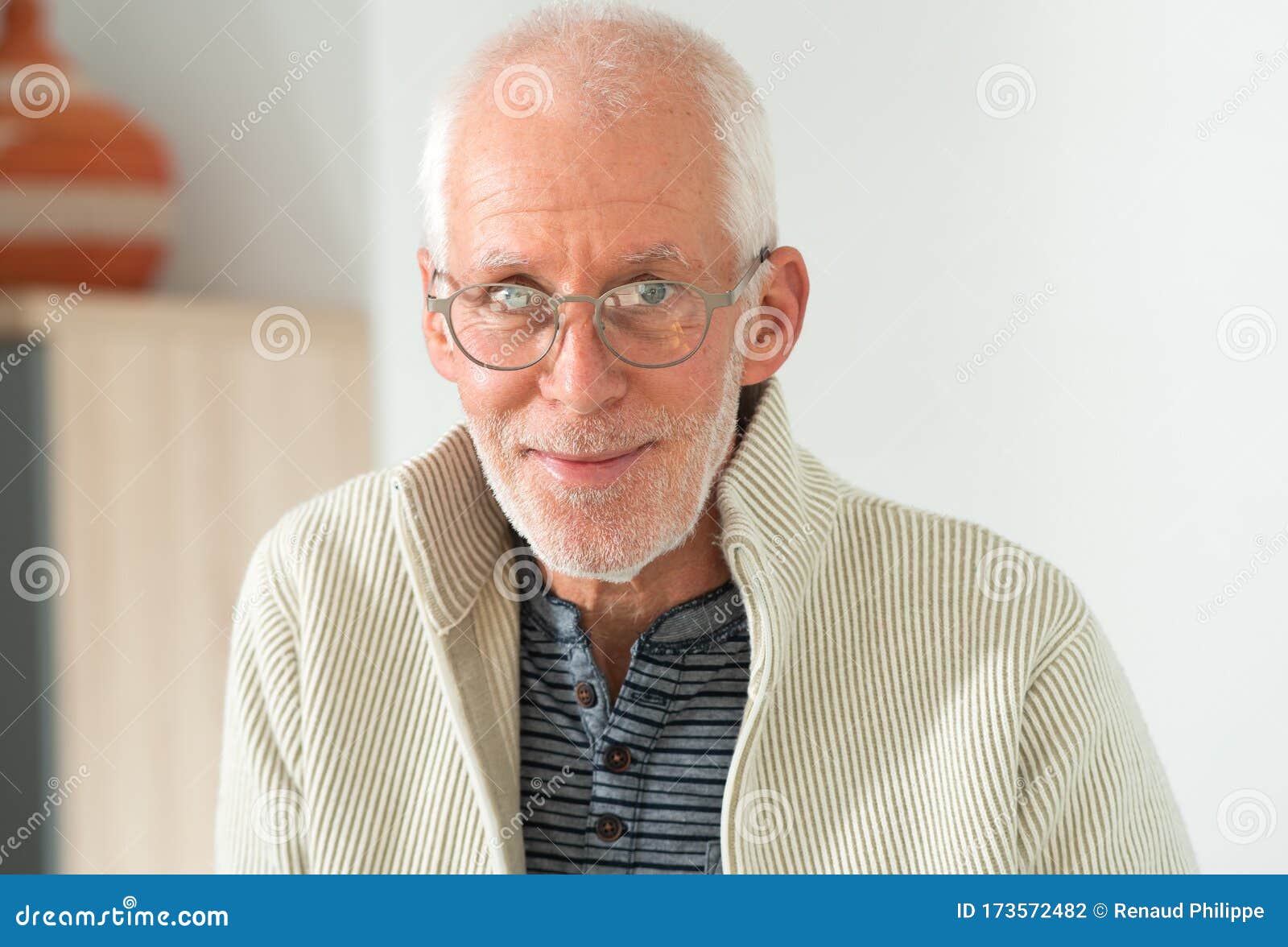Senior with Grey Hairs Wearing Eyeglasses Stock Photo - Image of ...
