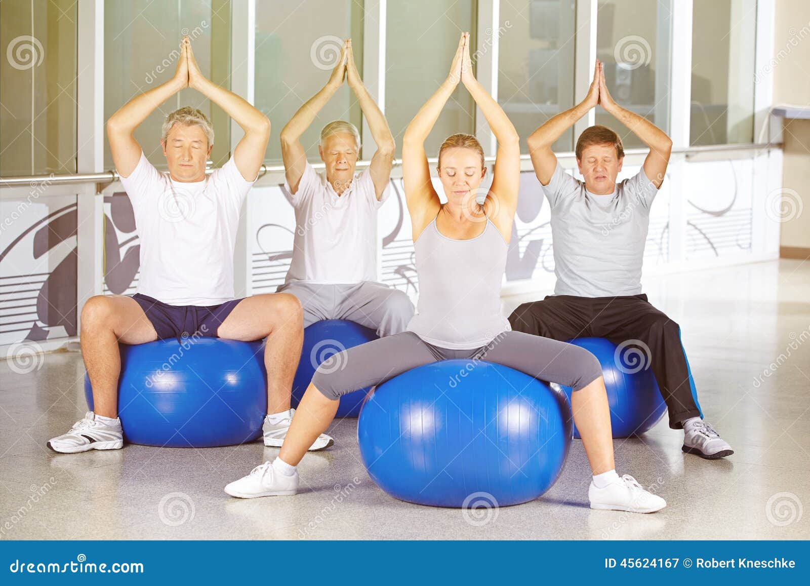 Senior Group Doing Yoga Class Stock Image - Image of pensioner, group ...