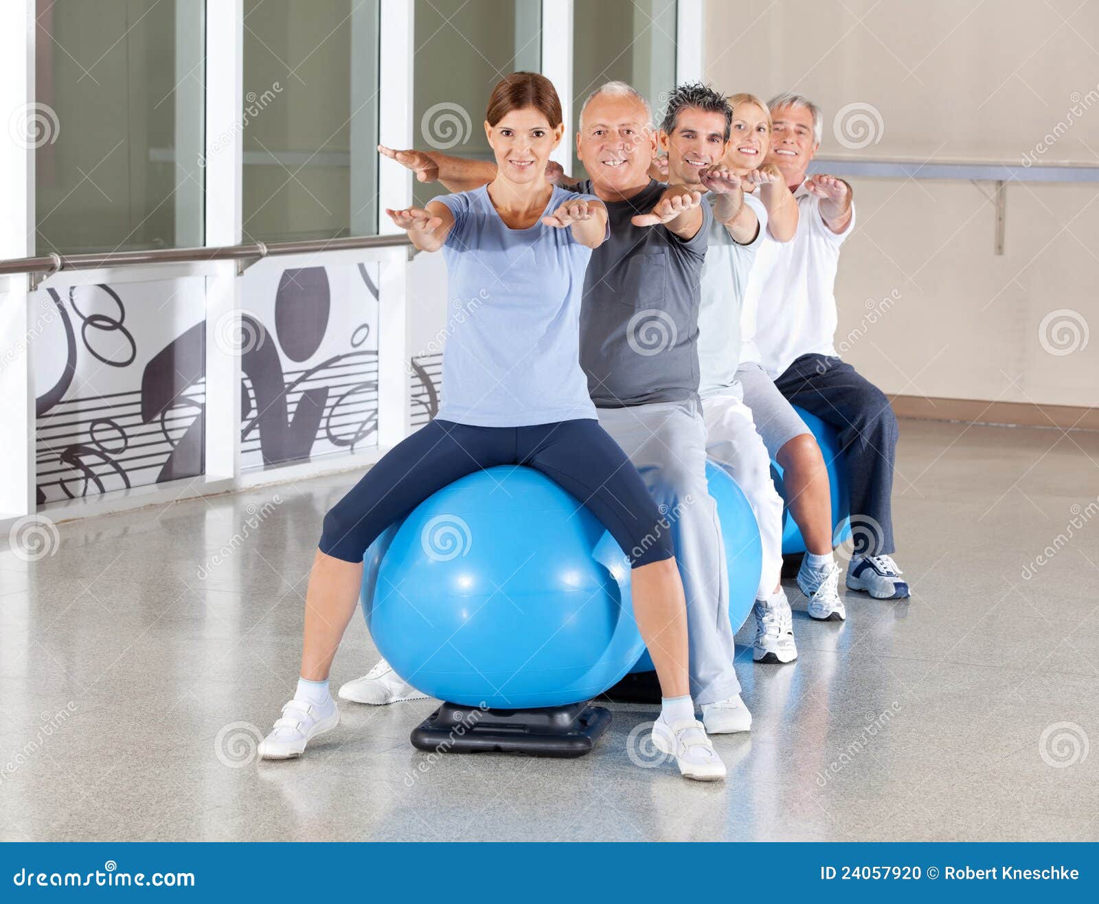 Senior Group Exercising in Fitness Stock Photo - Image of caucasian ...