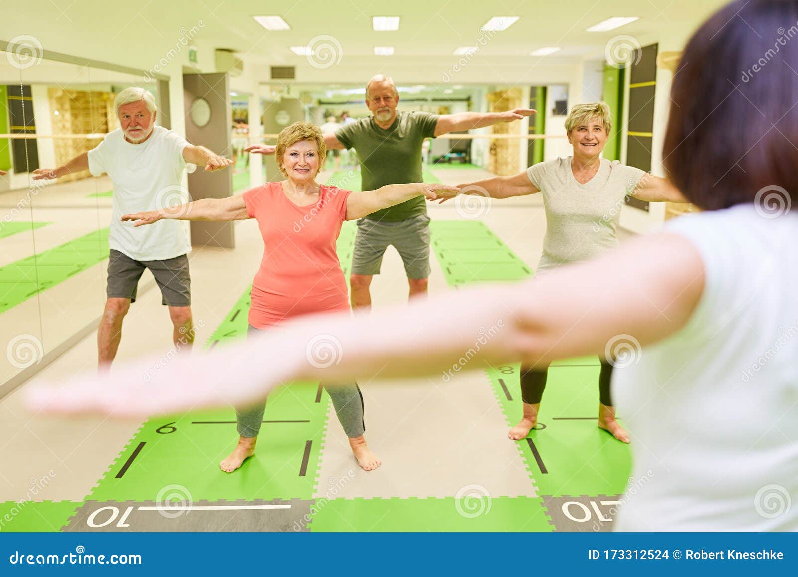 Senior Group with Instructor in Fitness Workout Stock Photo - Image of ...