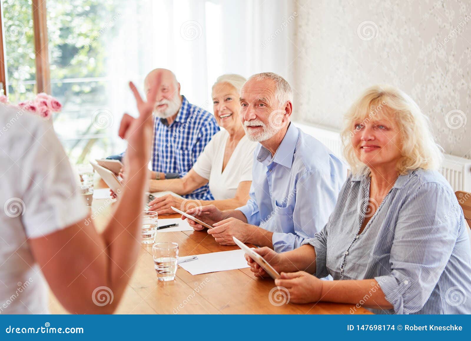 Senior Group in Retirement Home in Computer Course Stock Photo - Image ...