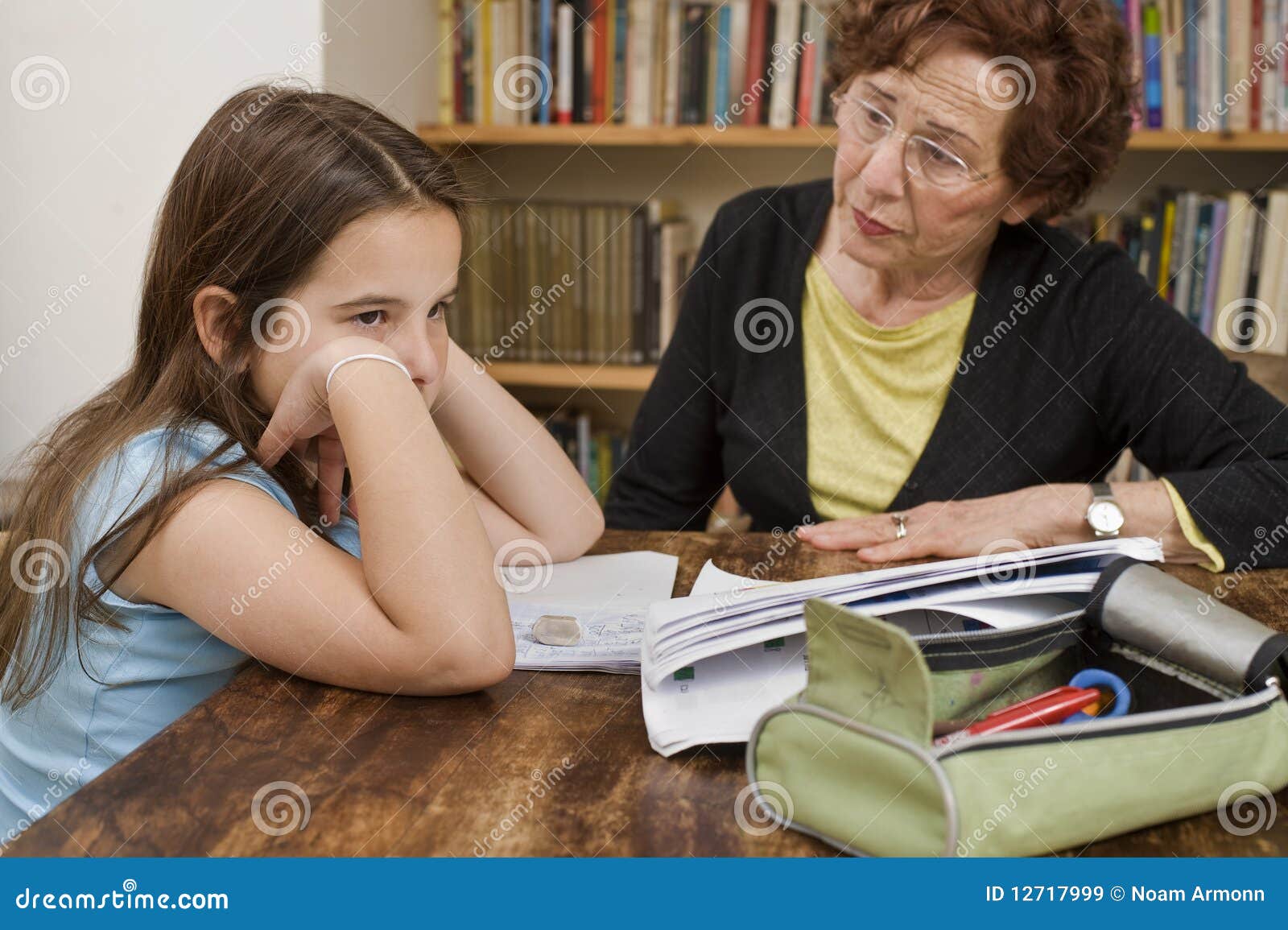 Senior Halping Child Doing Homework Stock Image - Image of homework ...