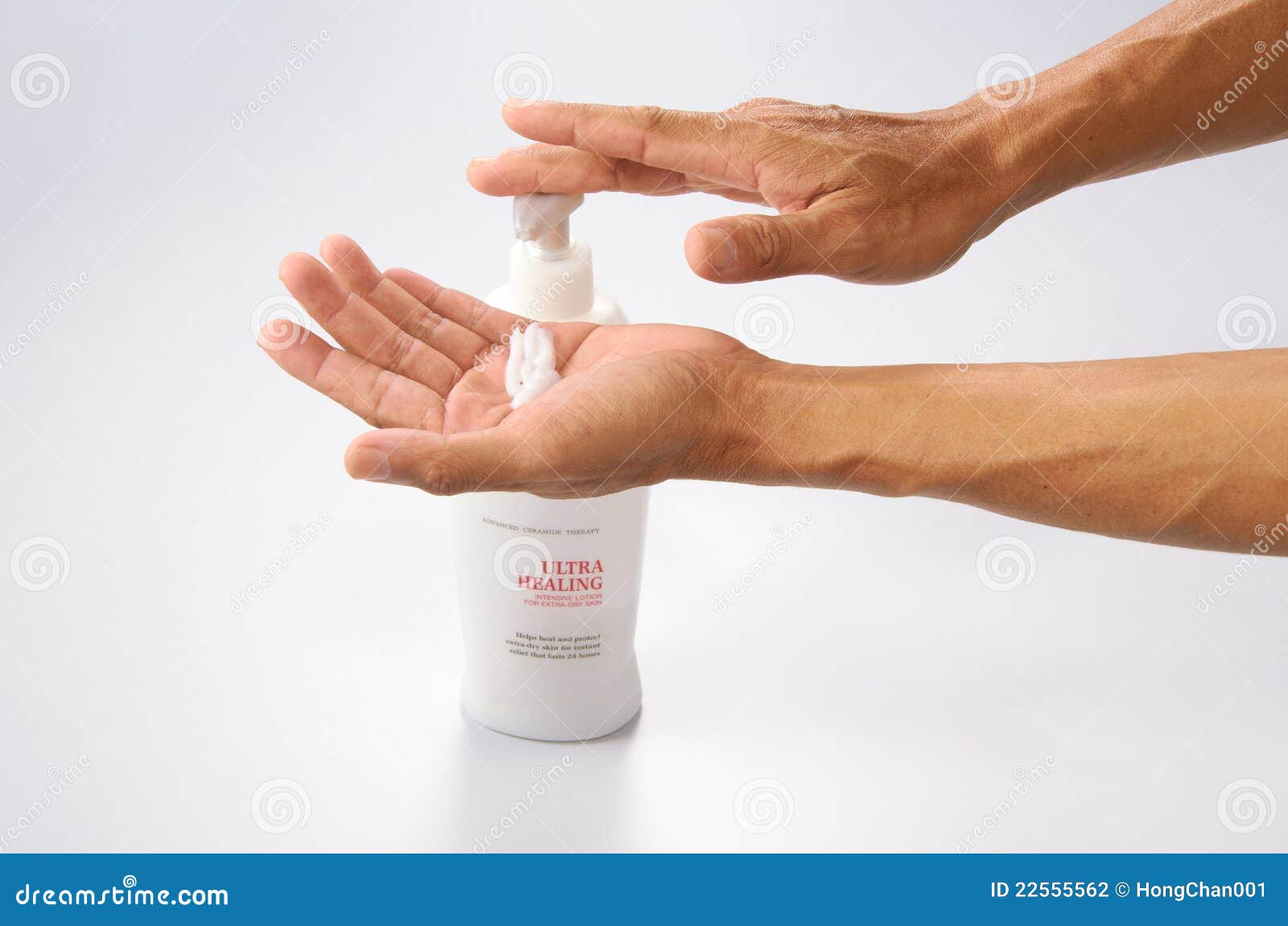 Hand Applying Natural Lotion Skincare, Cosmetic Bottle Containers ...