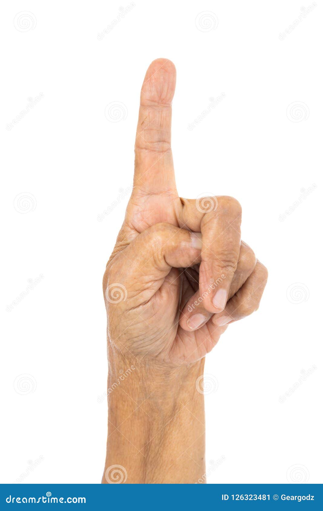 Senior Hand Counting Number 1 One Isolate on White Background Stock ...