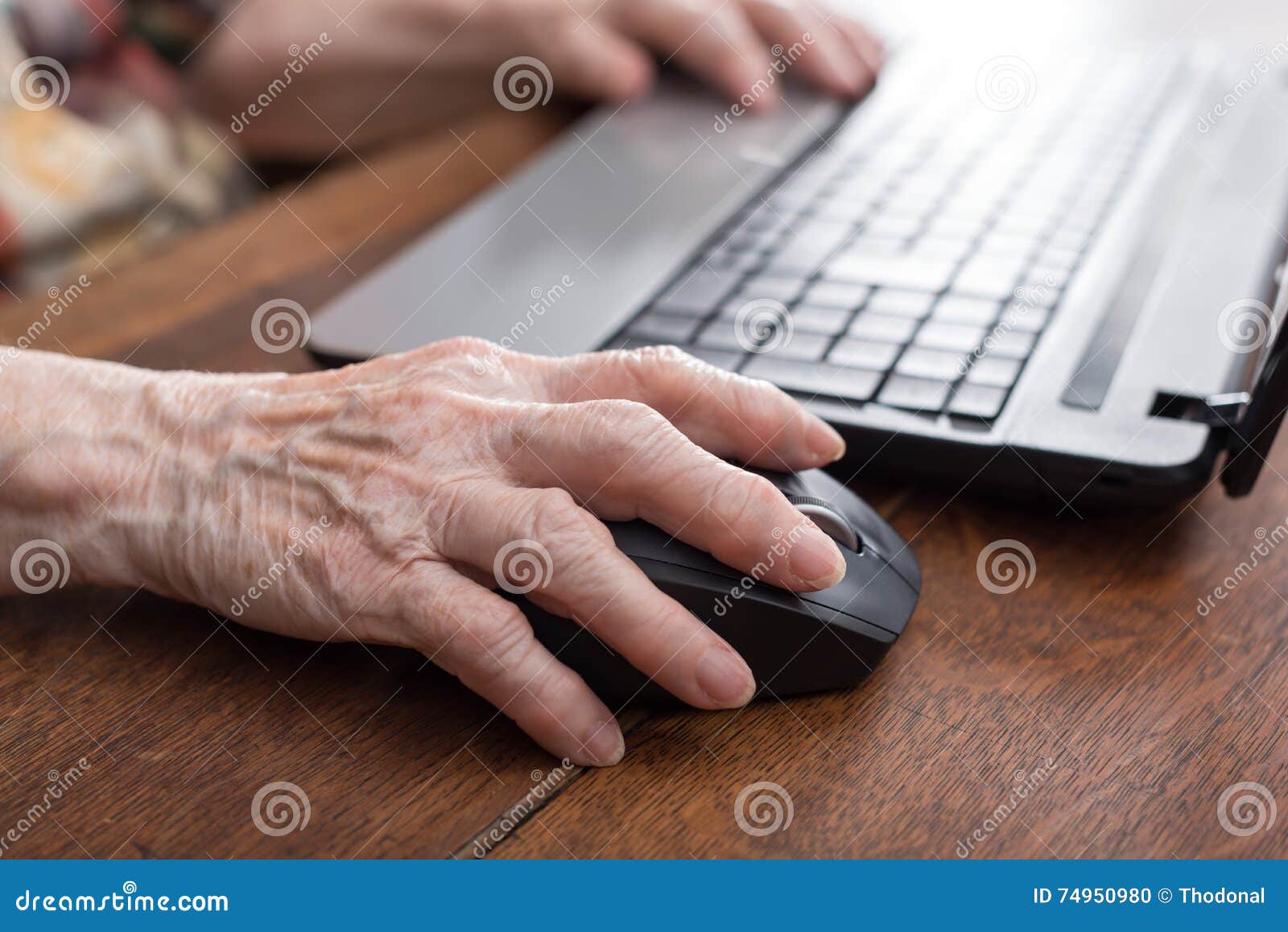 Senior Hand Using the Mouse of a Computer Stock Photo - Image of active ...