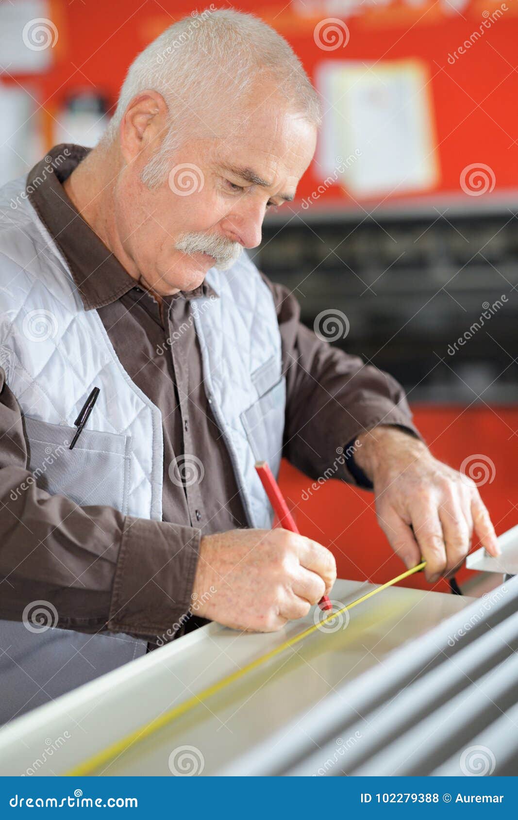 Senior Handyman Measuring Item Stock Photo - Image of handyman, casual ...