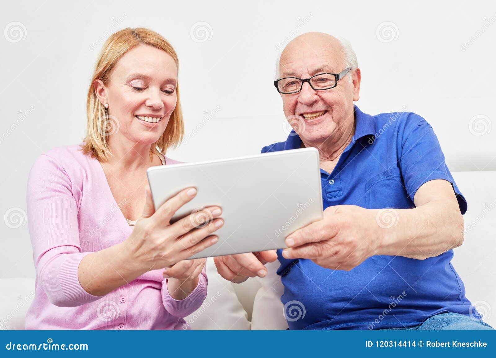 Senior is Having Fun on a Laptop Computer Stock Photo - Image of online ...
