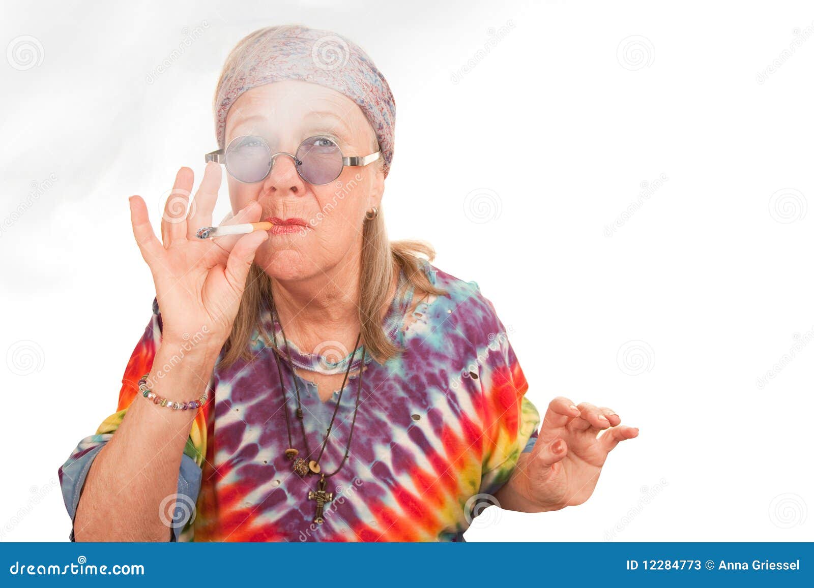 Senior hippie lady smoking stock image. Image of blow - 12284773