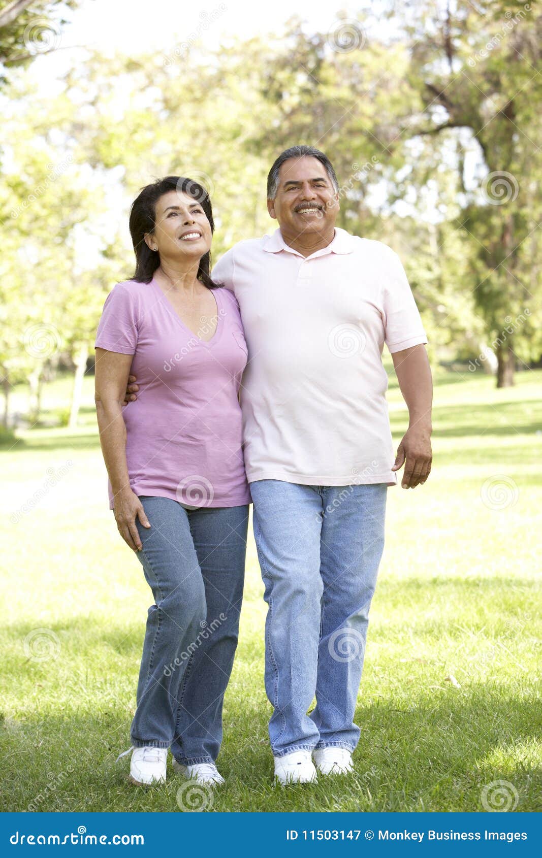 Senior Hispanic Couple Walking in Park Stock Image - Image of together ...