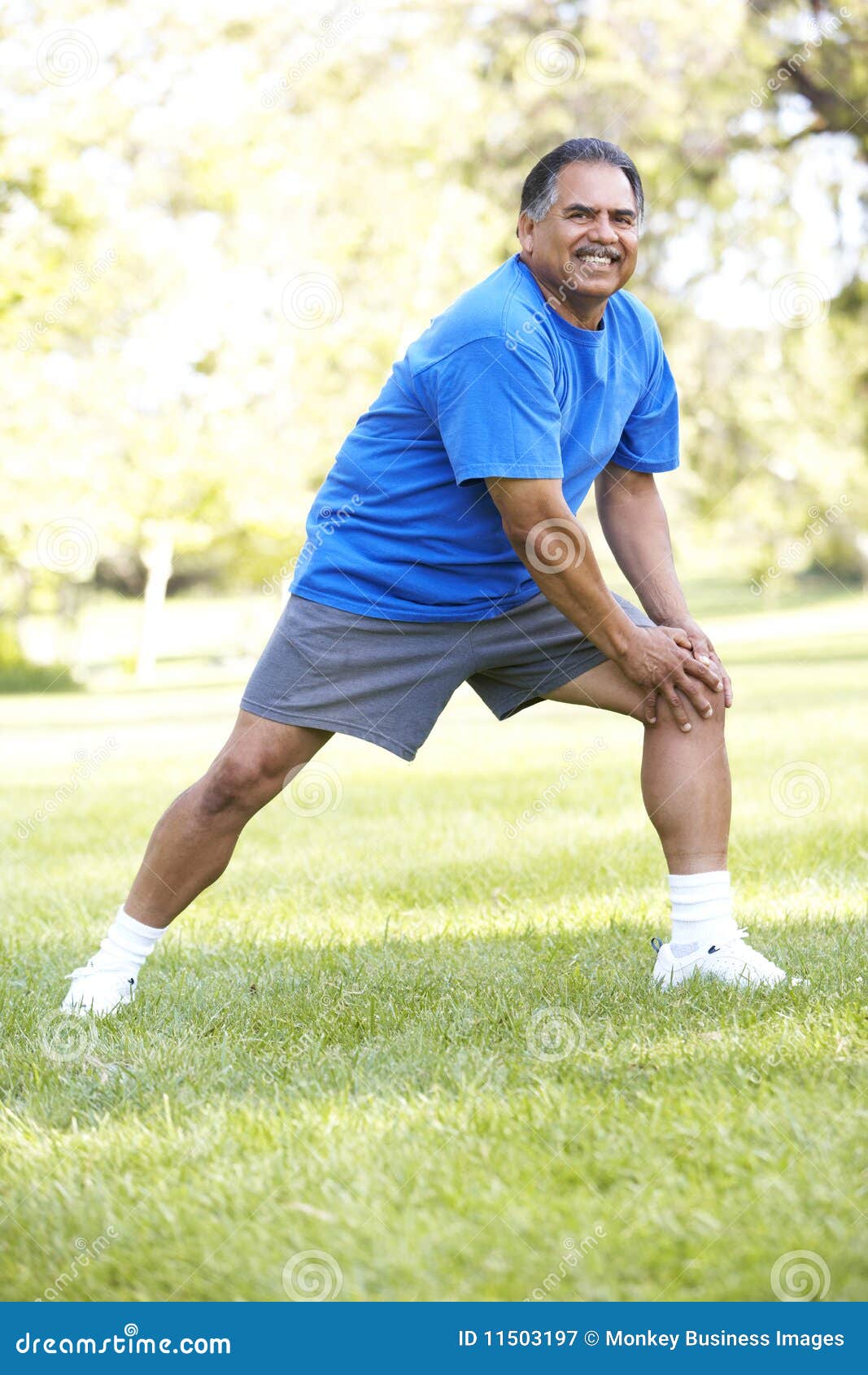Senior Hispanic Man Exercising in Park Stock Image - Image of ...