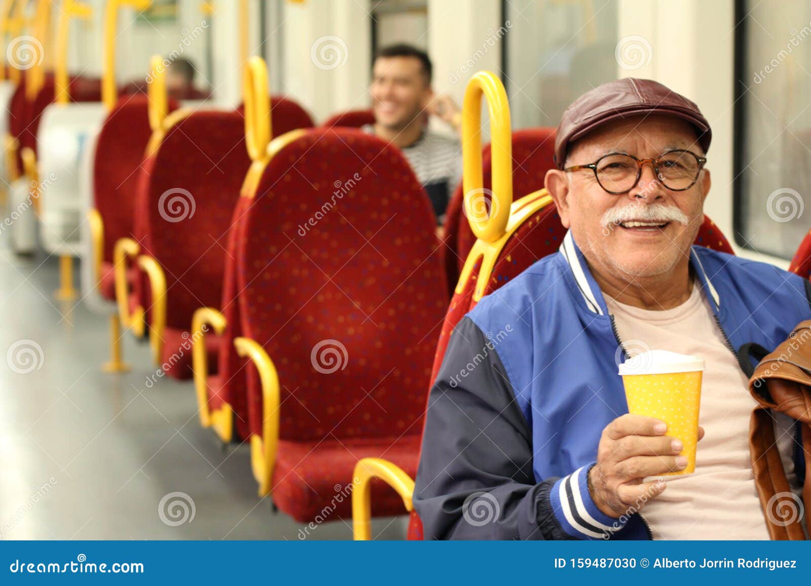 Senior Hispanic Man Using Public Transportation Stock Photo - Image of ...