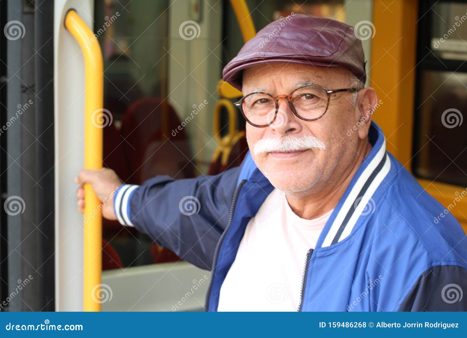 Senior Hispanic Man Using Public Transportation Stock Photo - Image of ...