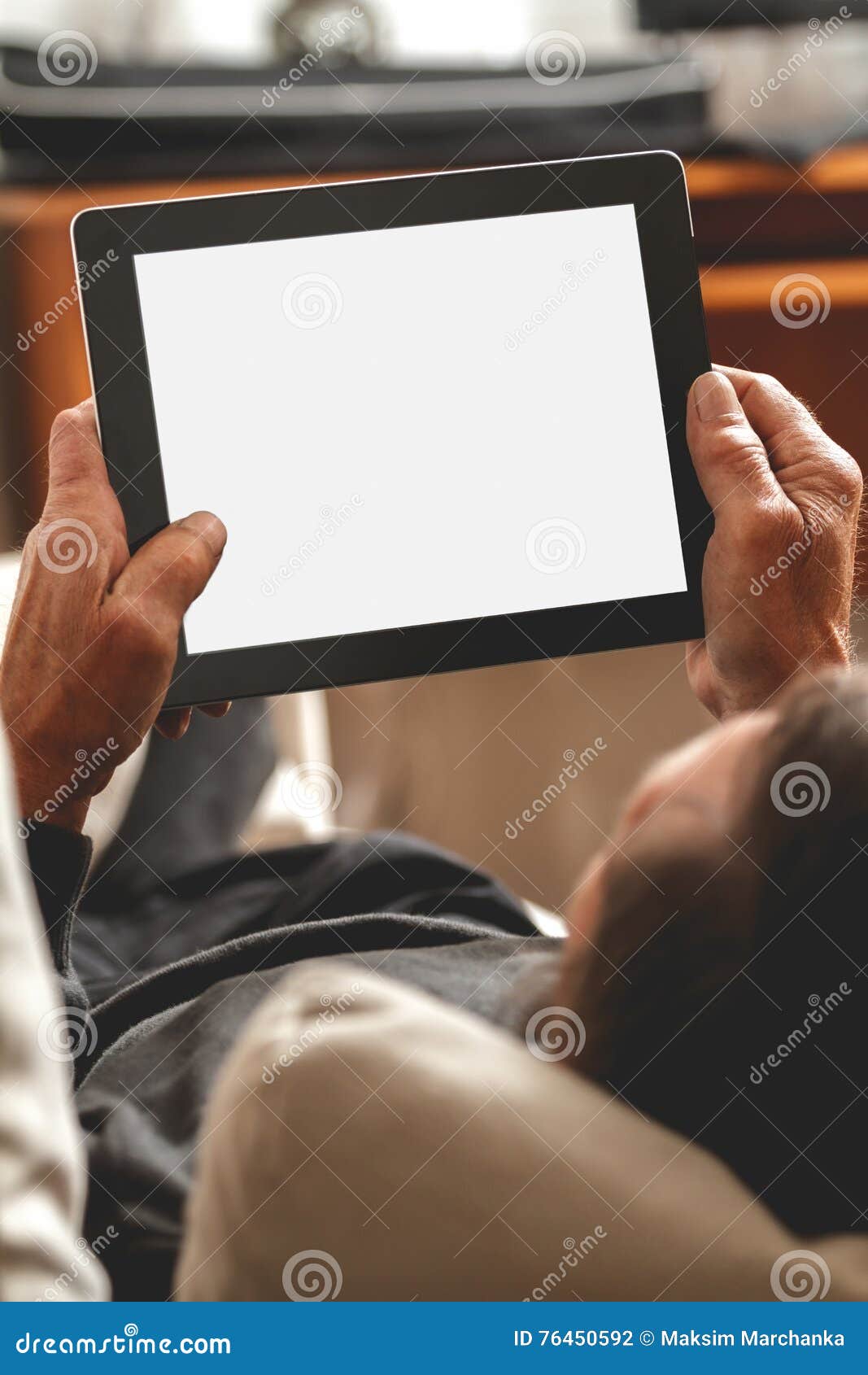 Senior Holding a Tablet in Hands Stock Photo - Image of computer ...
