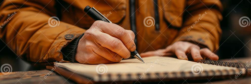 Senior Individual Writing on Paper, Deeply Engrossed in Work and Study ...