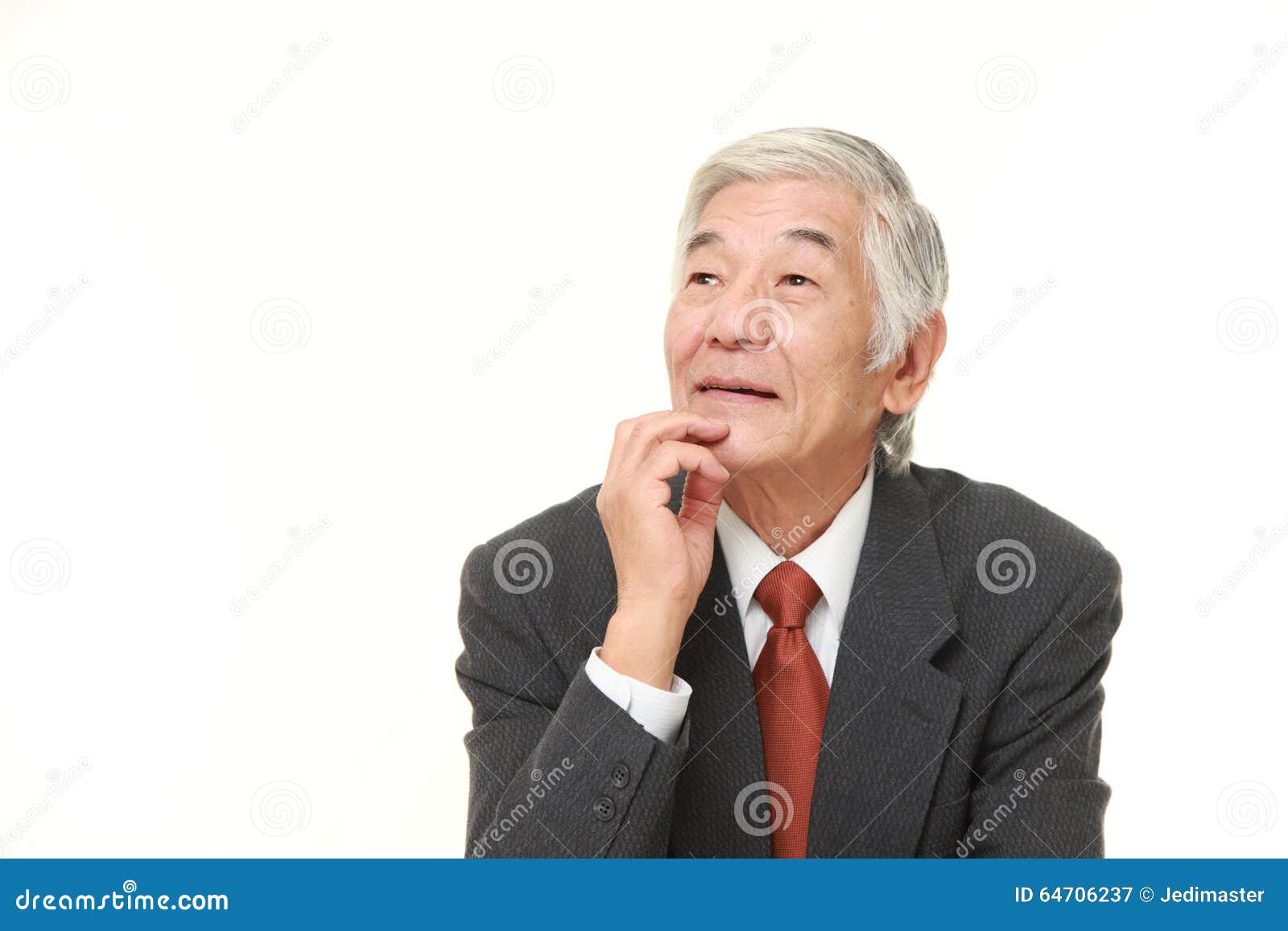 Senior Japanese Businessman Thinks about Something Stock Image - Image ...