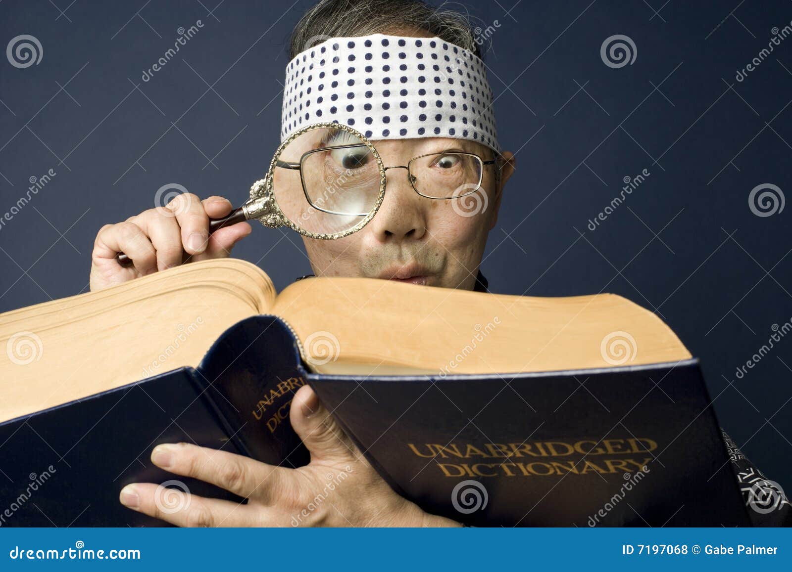 Senior Japanese Man Examines Dictionary Stock Photo - Image of dress ...