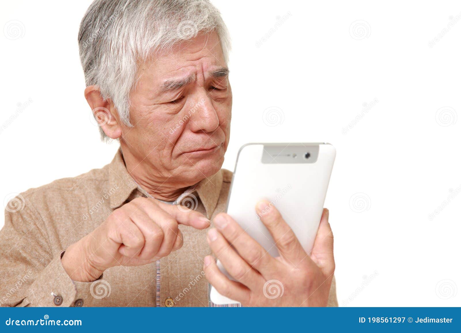 Senior Japanese Man Using Tablet Computer Looking Confused Stock Image ... Senior Japanese Man Using Tablet Computer Looking Confused Stock Image ...