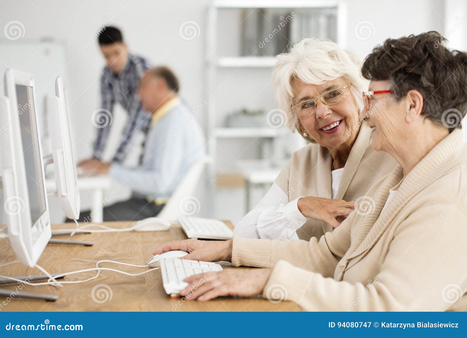 Senior Ladies during it Classes Stock Image - Image of internet, learn ...
